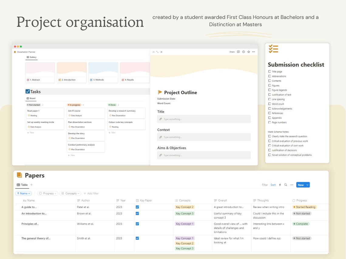 Research Project Planner Notion Template Dissertation Planner, Research ...