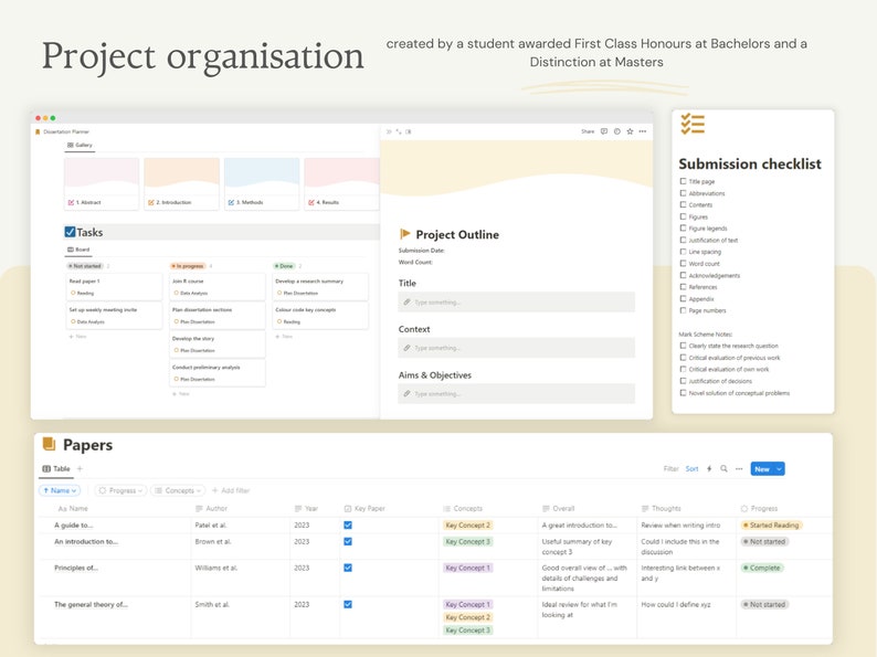 Research Project Planner Notion Template Dissertation Planner, Research ...