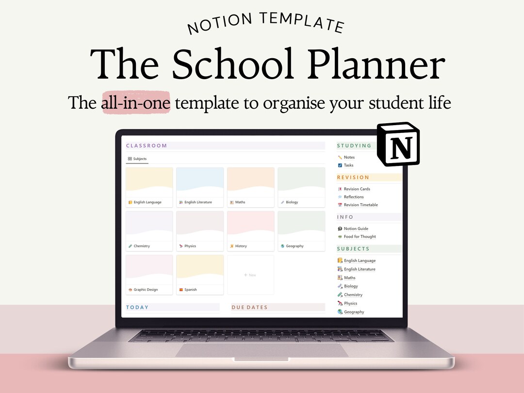 School Planner Notion Template Academic Planner, School Organiser ...