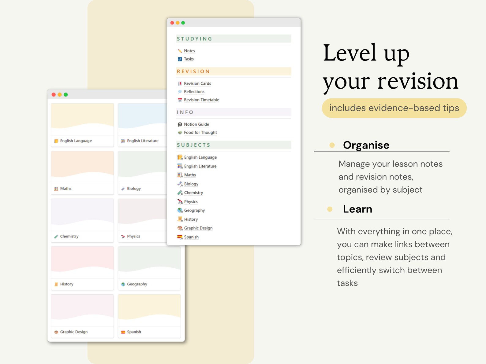 GCSE Student Notion Template Academic Planner, School Organiser, Productivity Tool, Digital ...