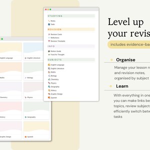 GCSE Student Notion Template Academic Planner, School Organiser ...
