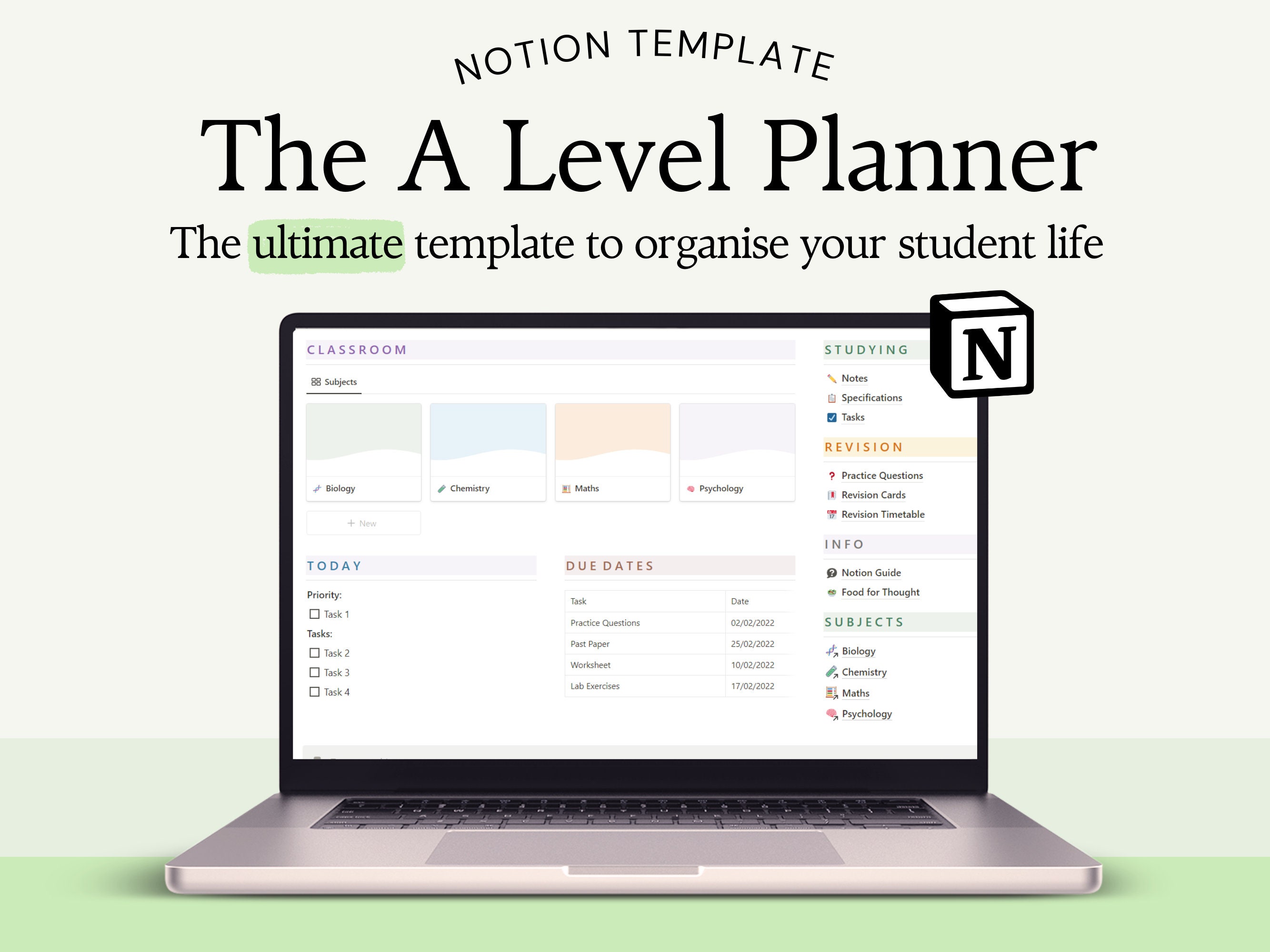 A Level Student Notion Template Academic Planner, Sixth Form Organiser ...