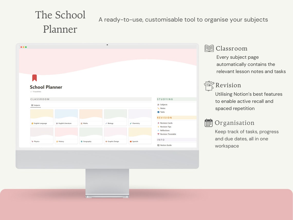 School Planner Notion Template Academic Planner, School Organiser ...