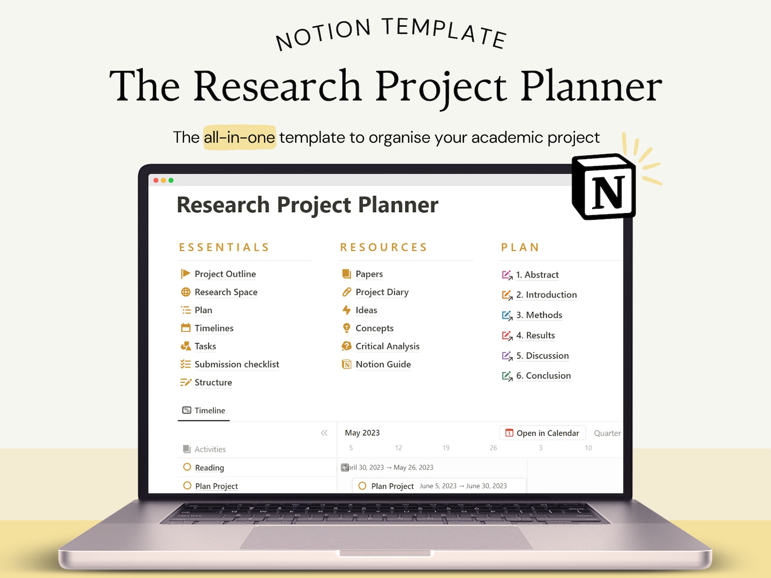 Research Project Planner Notion Template Dissertation Planner, Research ...