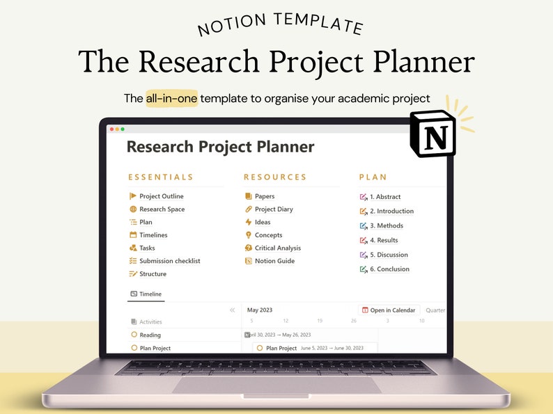 Research Project Planner Notion Template Dissertation Planner, Research ...
