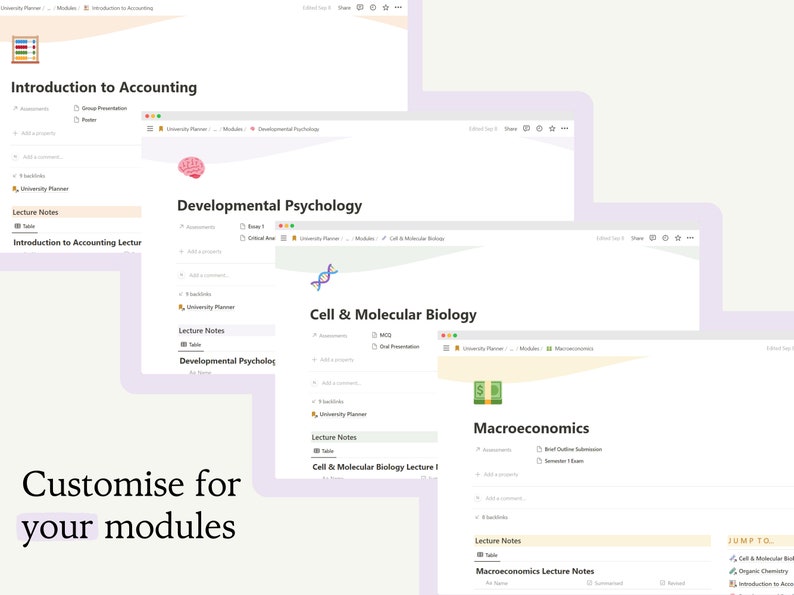Student Planner Notion Template // Uni Study Organiser Productivity ...