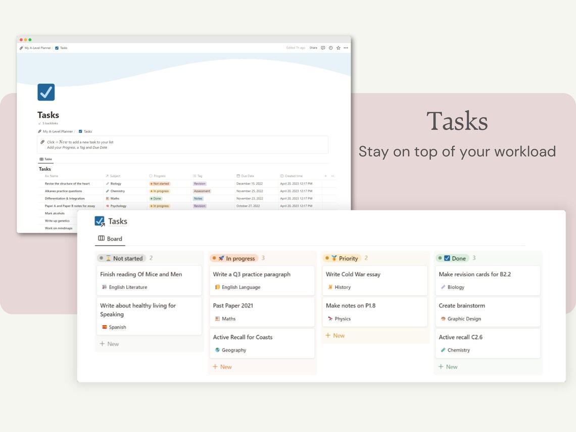 School Planner Notion Template Academic Planner, School Organiser ...