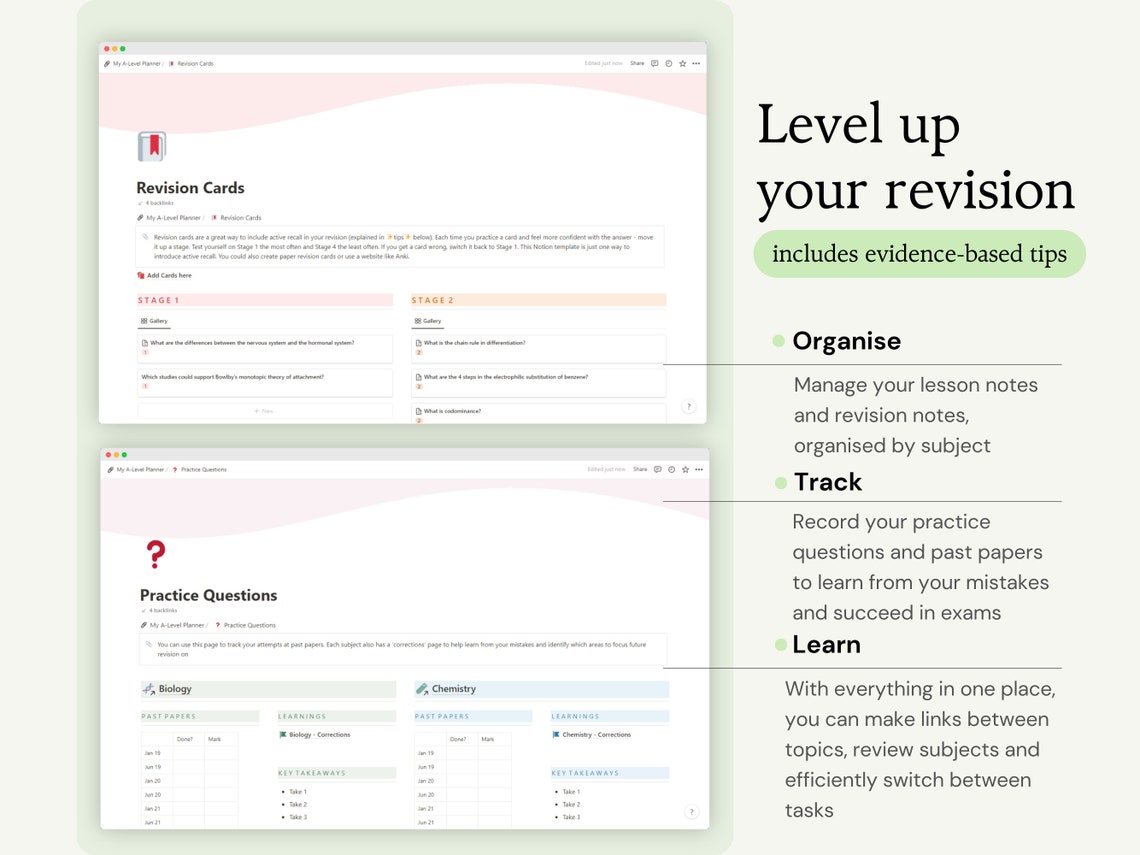 A Level Student Notion Template Academic Planner, Sixth Form Organiser ...