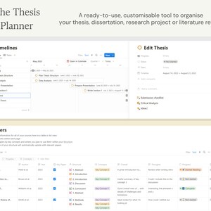 Thesis Planner Notion Template Dissertation Planner, Research Organiser ...