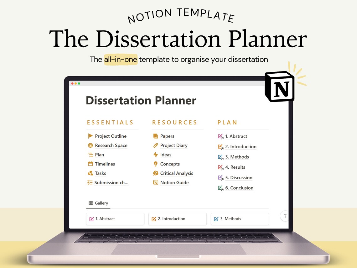 Dissertation Planner Notion Template Thesis Planner, Research Organiser ...