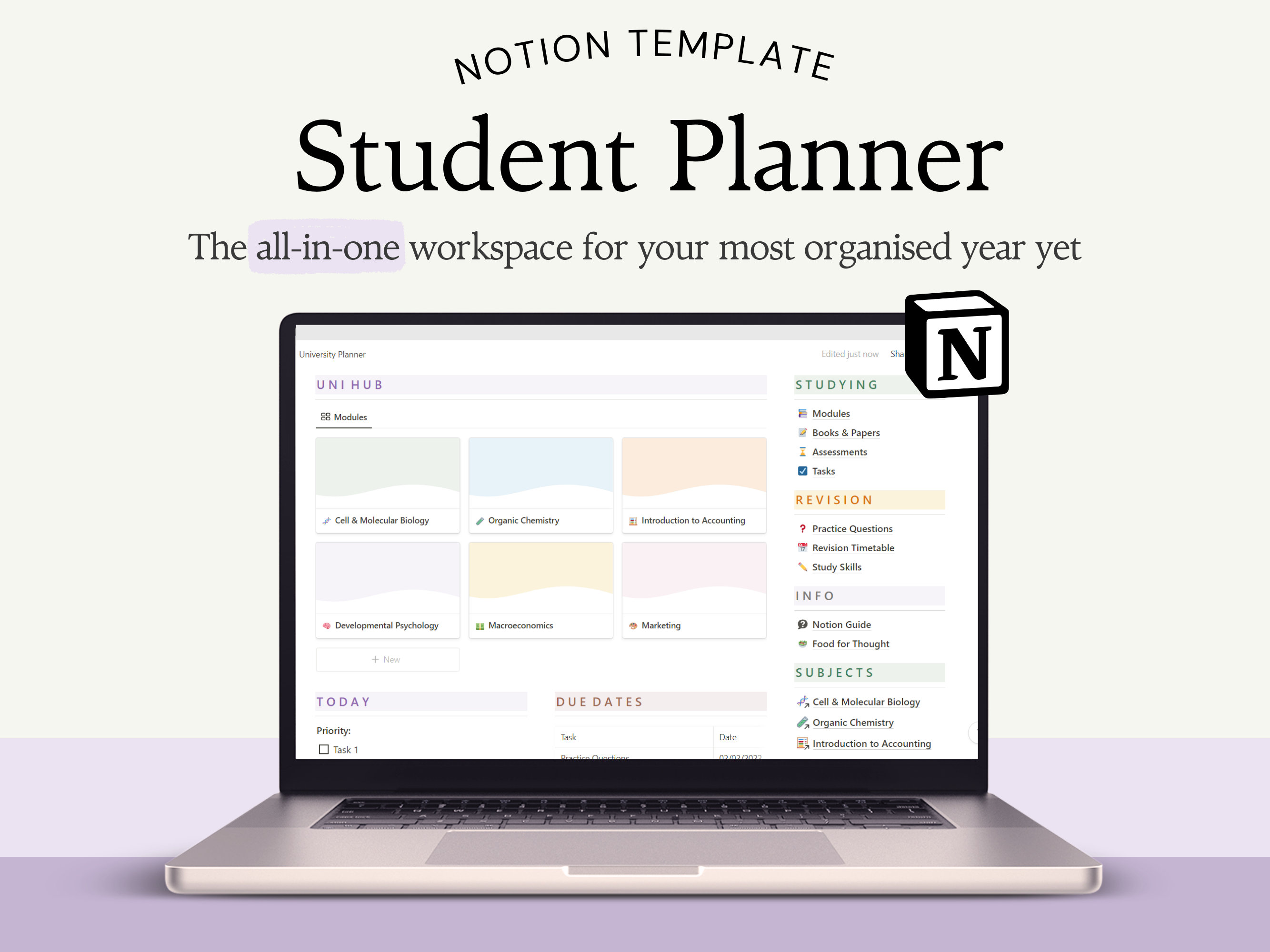 Student Planner Notion Template // Uni Study Organiser Productivity ...