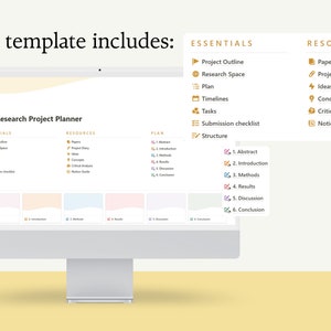 Research Project Planner Notion Template Dissertation - Etsy
