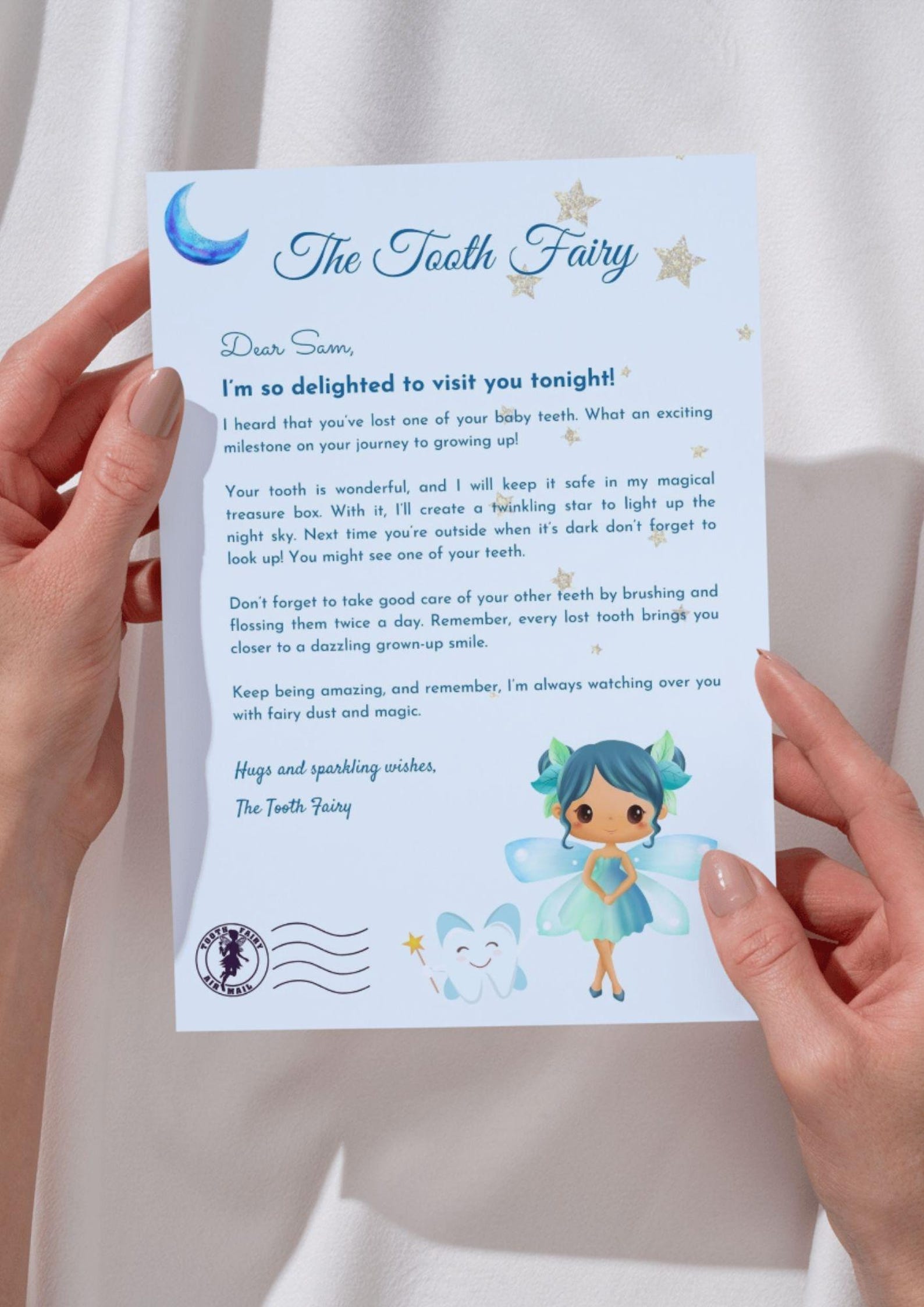 Personalized Tooth Fairy Letter: Pink or Blue Keepsake Note (PDF & JPEG ...