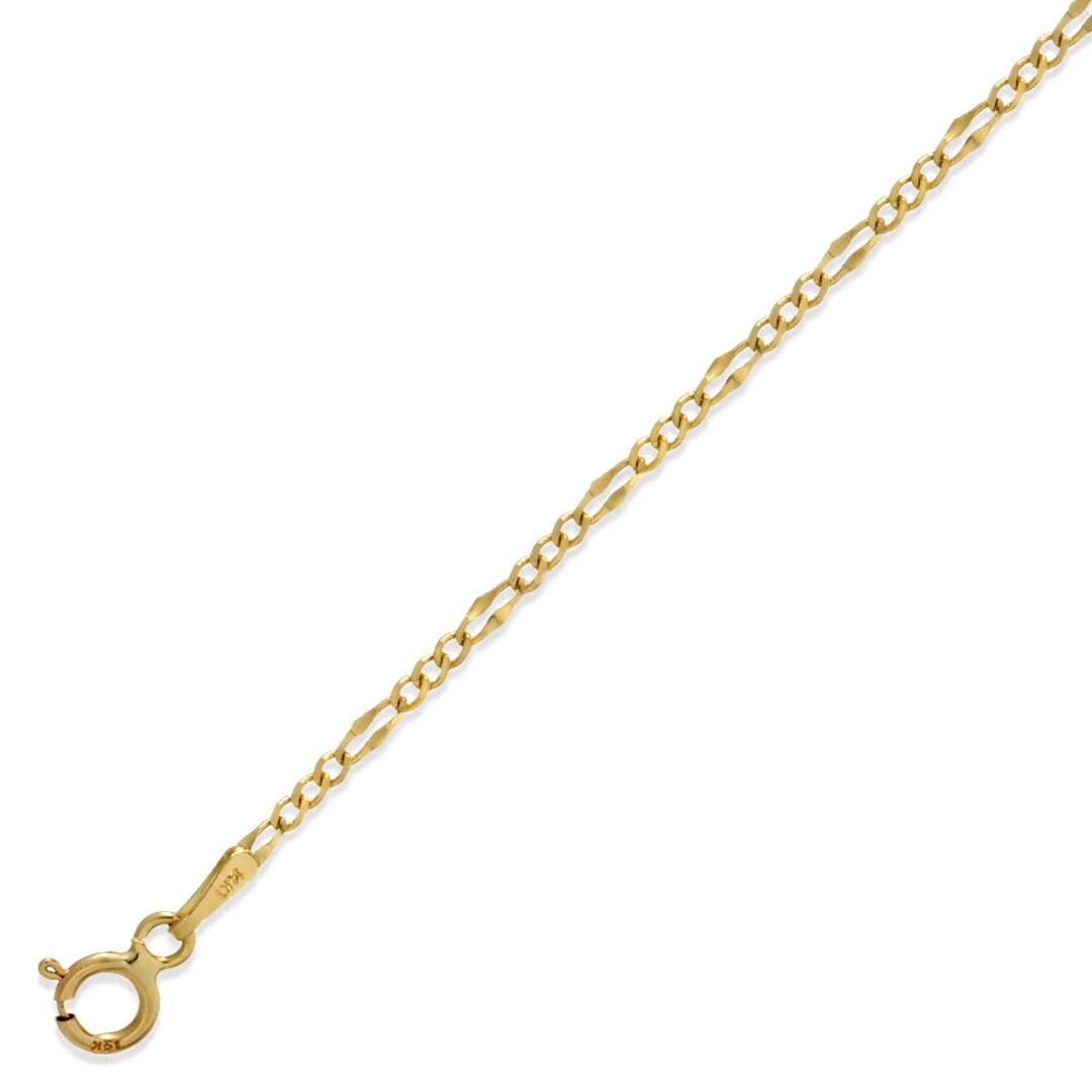 14k Solid Yellow Gold 1.5mm yellow Stamp Figaro Necklace Chain 16 28 - Etsy