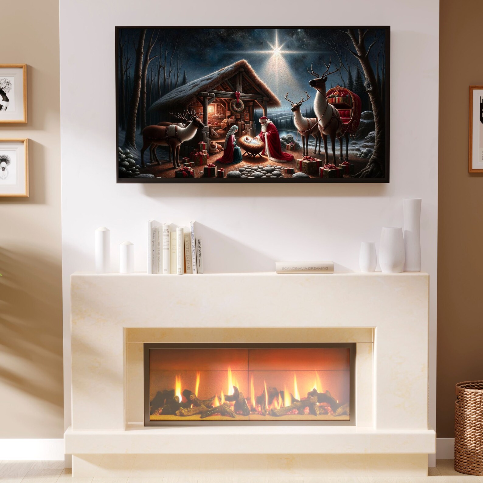 Samsung Frame TV Art, Nativity Scene, Santa Kneeling, Mother Mary, Baby ...