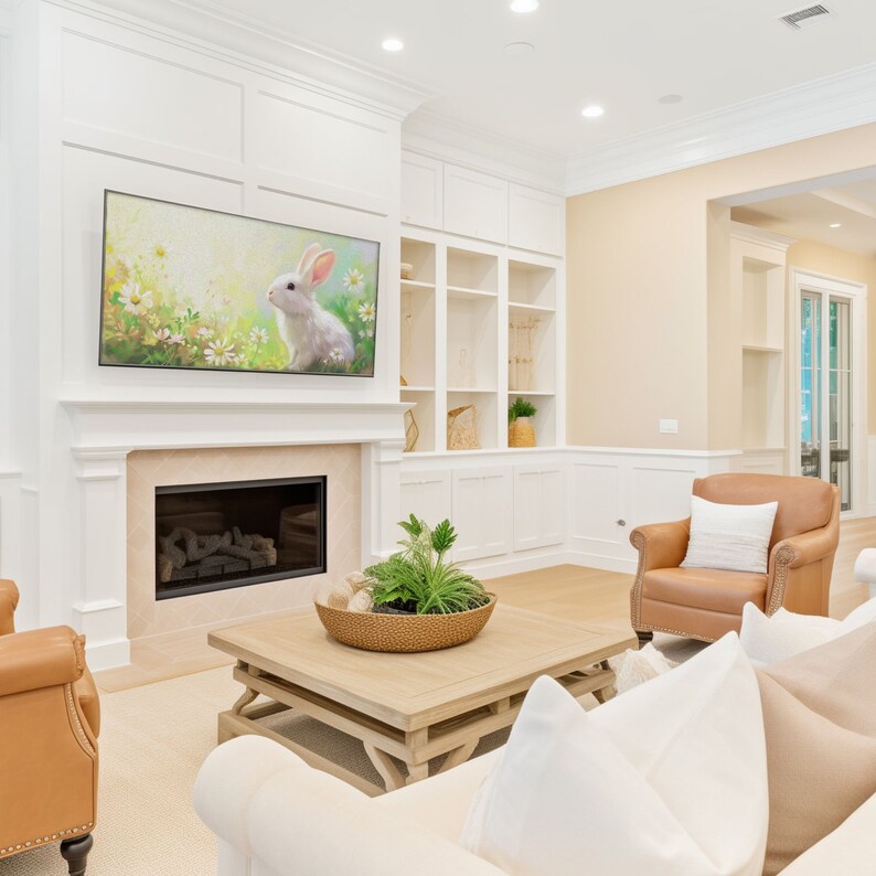 Easter Frame TV Art White Bunny, Samsung Frame TV, Samsung Frame TV Art ...