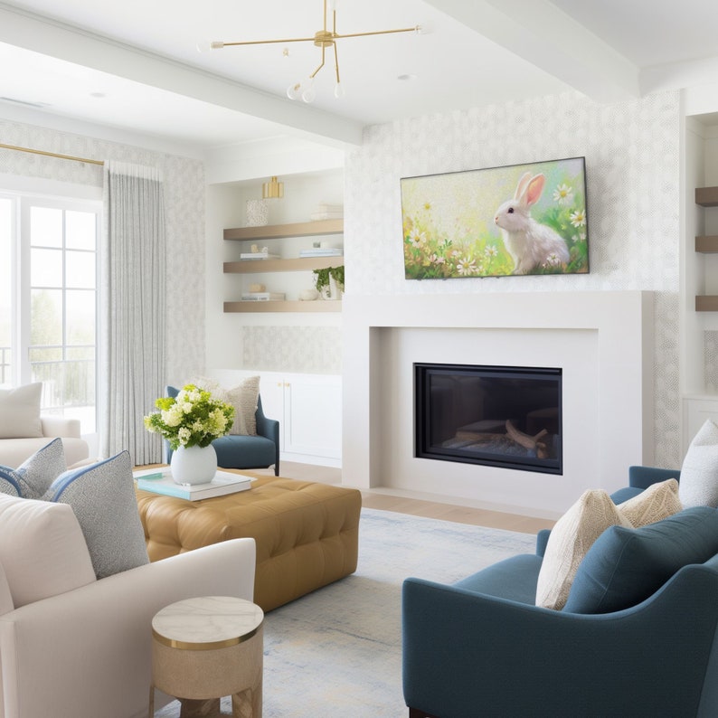 Easter Frame TV Art White Bunny, Samsung Frame TV, Samsung Frame TV Art ...