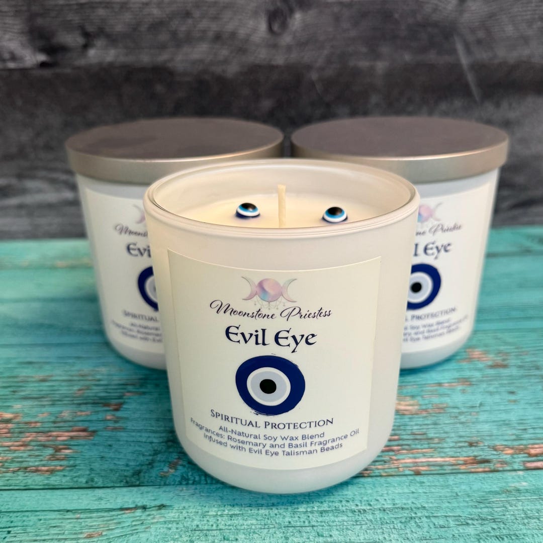 Evil Eye Candle With Evil Eye Talisman Beads 12oz Protection Candle - Etsy