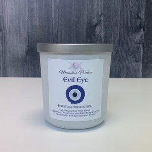 Evil Eye Candle With Evil Eye Talisman Beads 12oz Protection Candle - Etsy