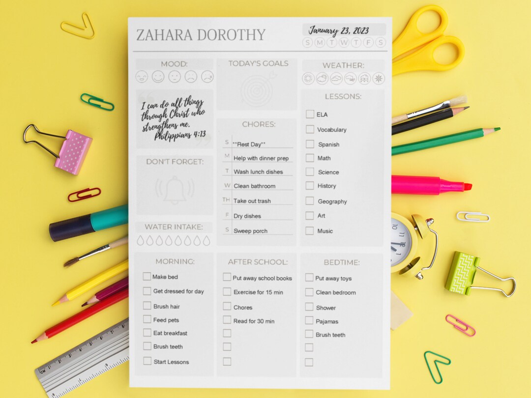 Homeschool Daily Lesson Tracker and Chores Chart - Etsy