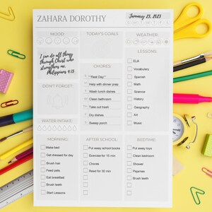 Homeschool Daily Lesson Tracker and Chores Chart - Etsy