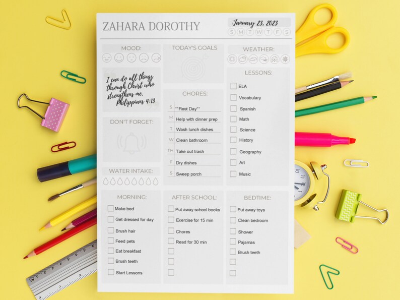 Homeschool Daily Lesson Tracker and Chores Chart - Etsy