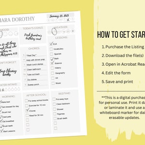 Homeschool Daily Lesson Tracker and Chores Chart - Etsy