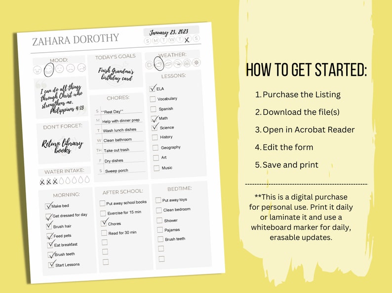 Homeschool Daily Lesson Tracker and Chores Chart - Etsy