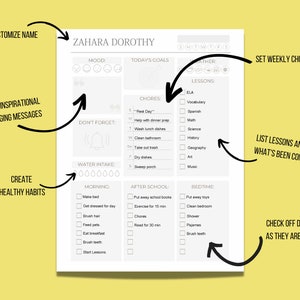 Homeschool Daily Lesson Tracker and Chores Chart - Etsy