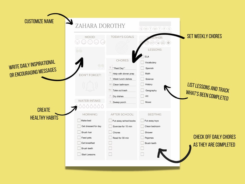 Homeschool Daily Lesson Tracker and Chores Chart - Etsy