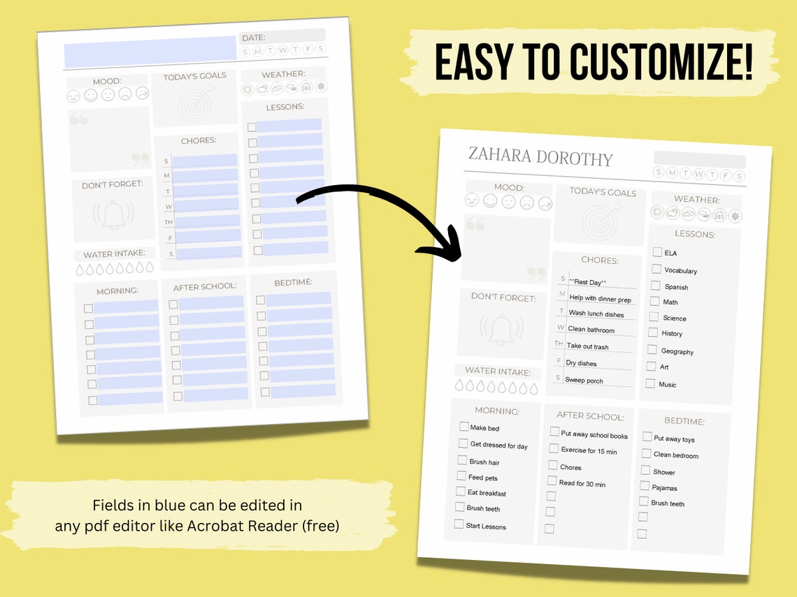 Homeschool Daily Lesson Tracker and Chores Chart - Etsy