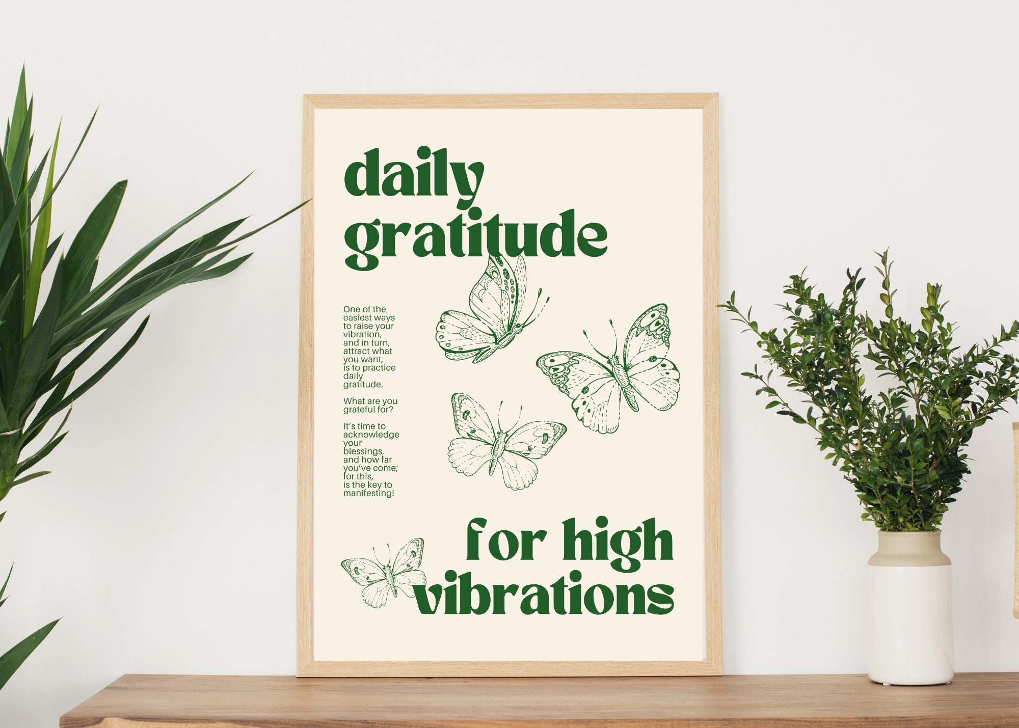 Gratitude Affirmation Poster Green Wall Art Spiritual Art - Etsy