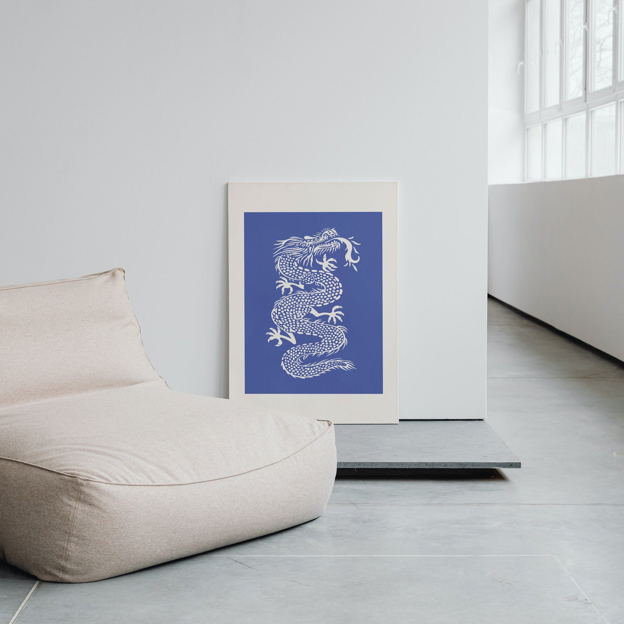 Blue Dragon Art Print, Japanese Tattoo Style (digital Download) - Etsy