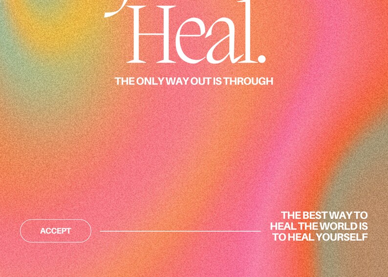 Retro 'feel to Heal' Print | Colorful Aura, Spiritual Quote (digital ...