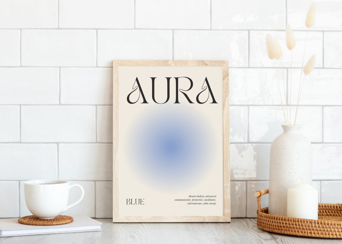 Aura Poster Angel Aura Wall Art Spiritual Poster Pastel Blue Art ...