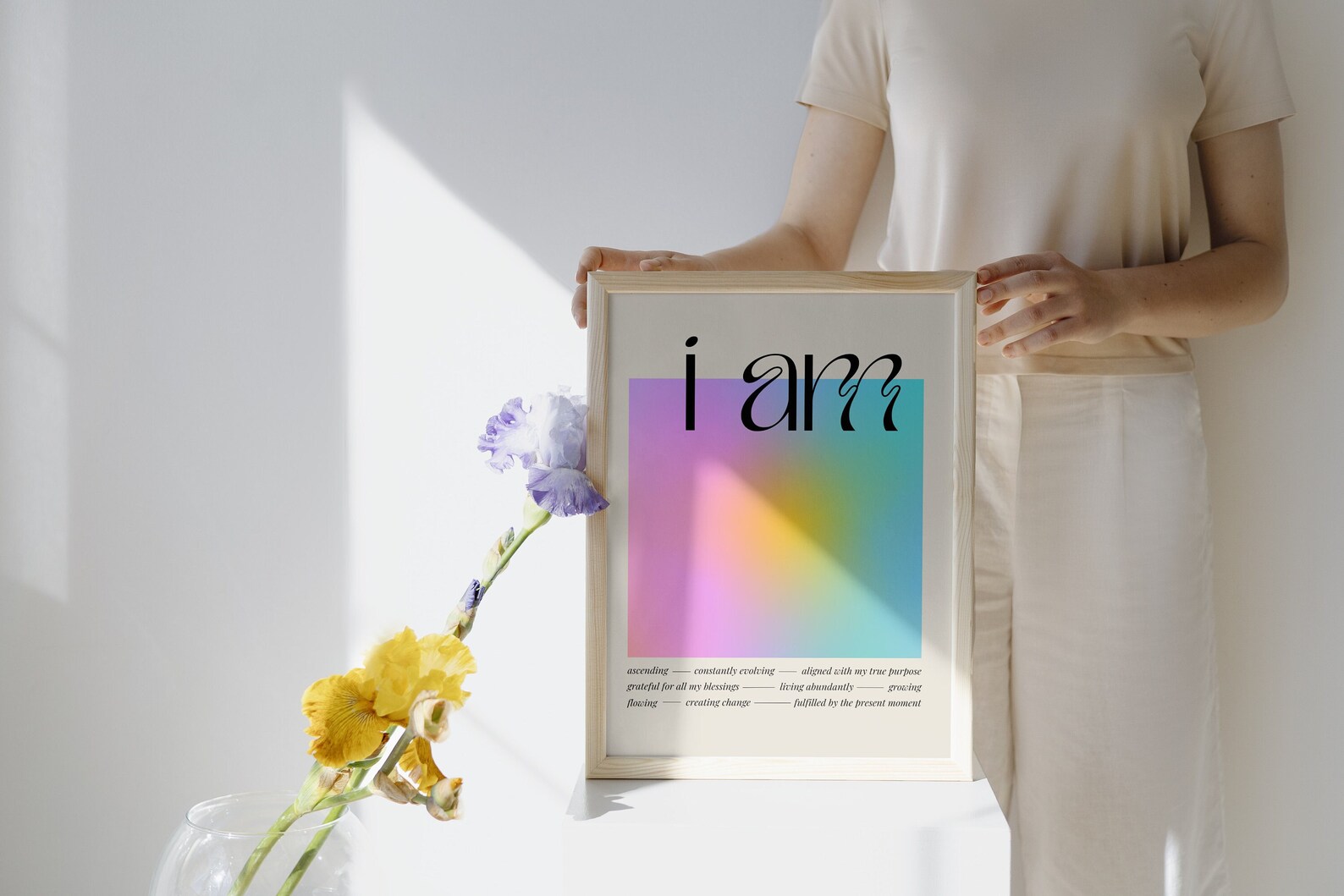 I Am Affirmations Art Print, Pastel Aura, Retro Font (digital Download ...
