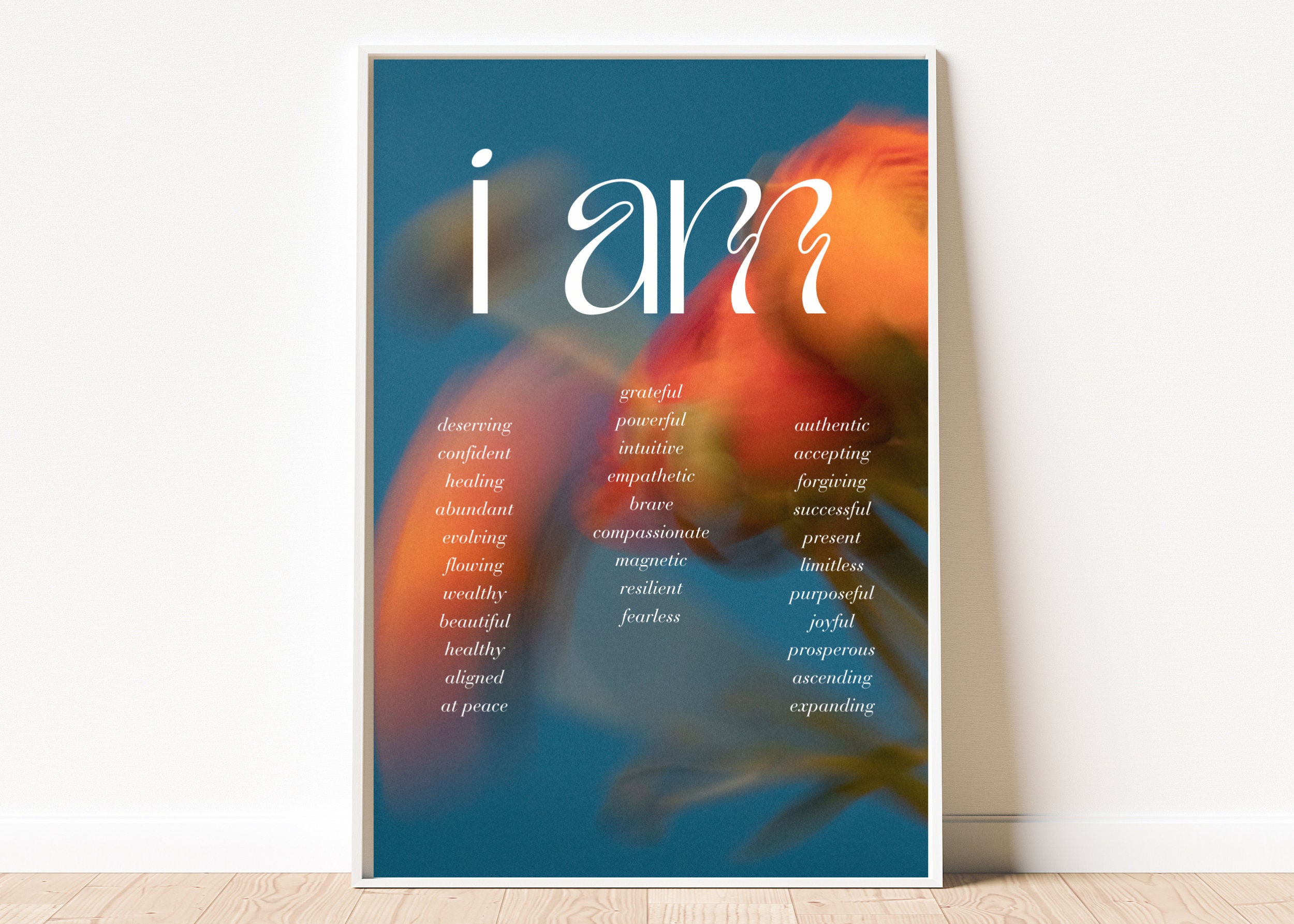 Positive Affirmation Poster Spiritual Art Print I Am Affirmation Wall ...