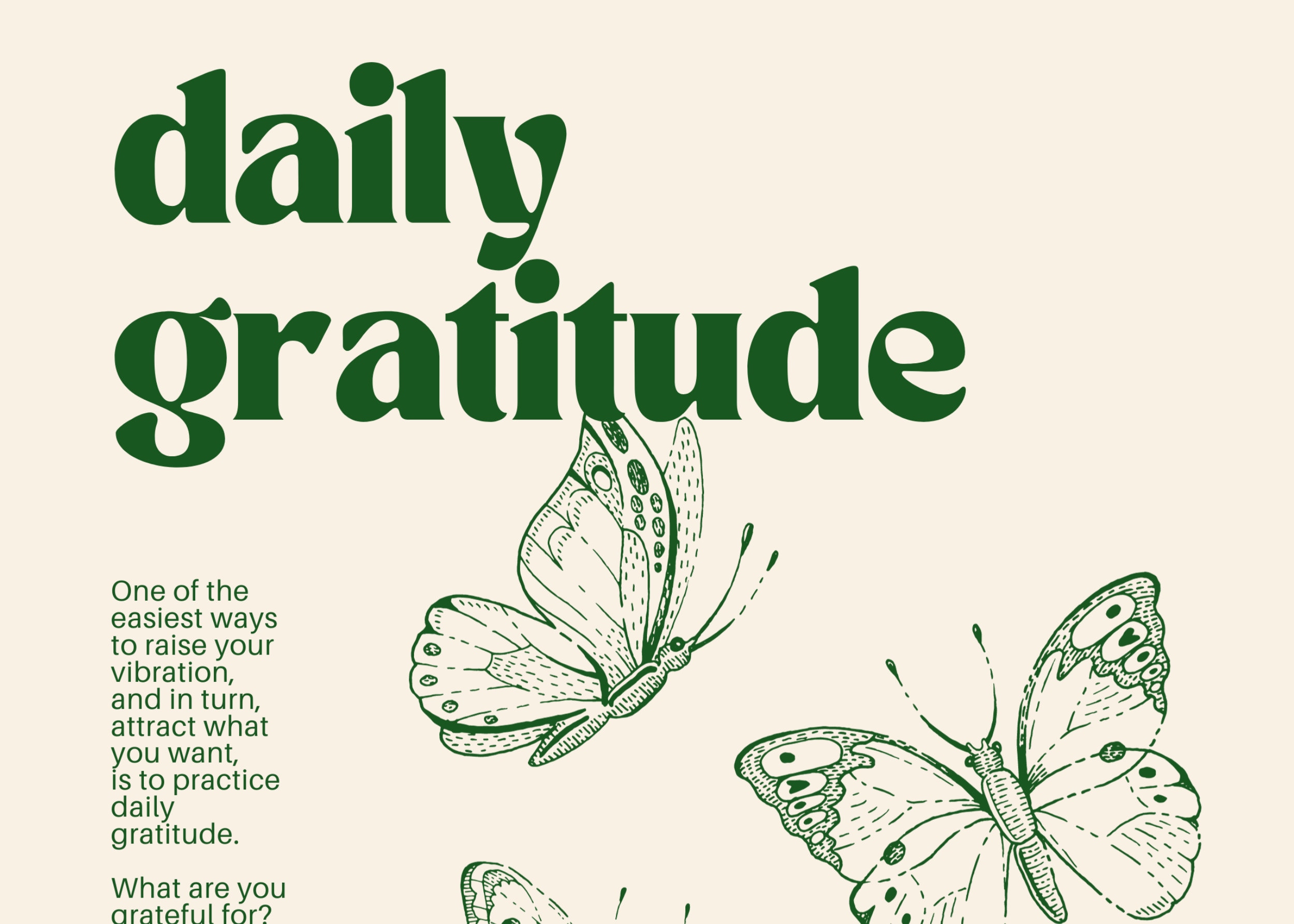 Daily Gratitude Poster Green Wall Art Spiritual Art Print Gratitude ...