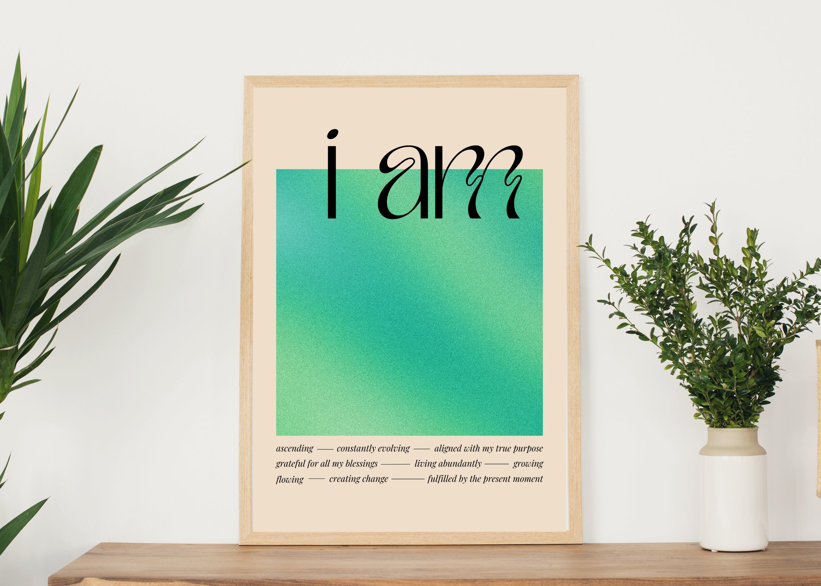 Positive Affirmation Poster Aesthetic Art Print Green Wall Art ...