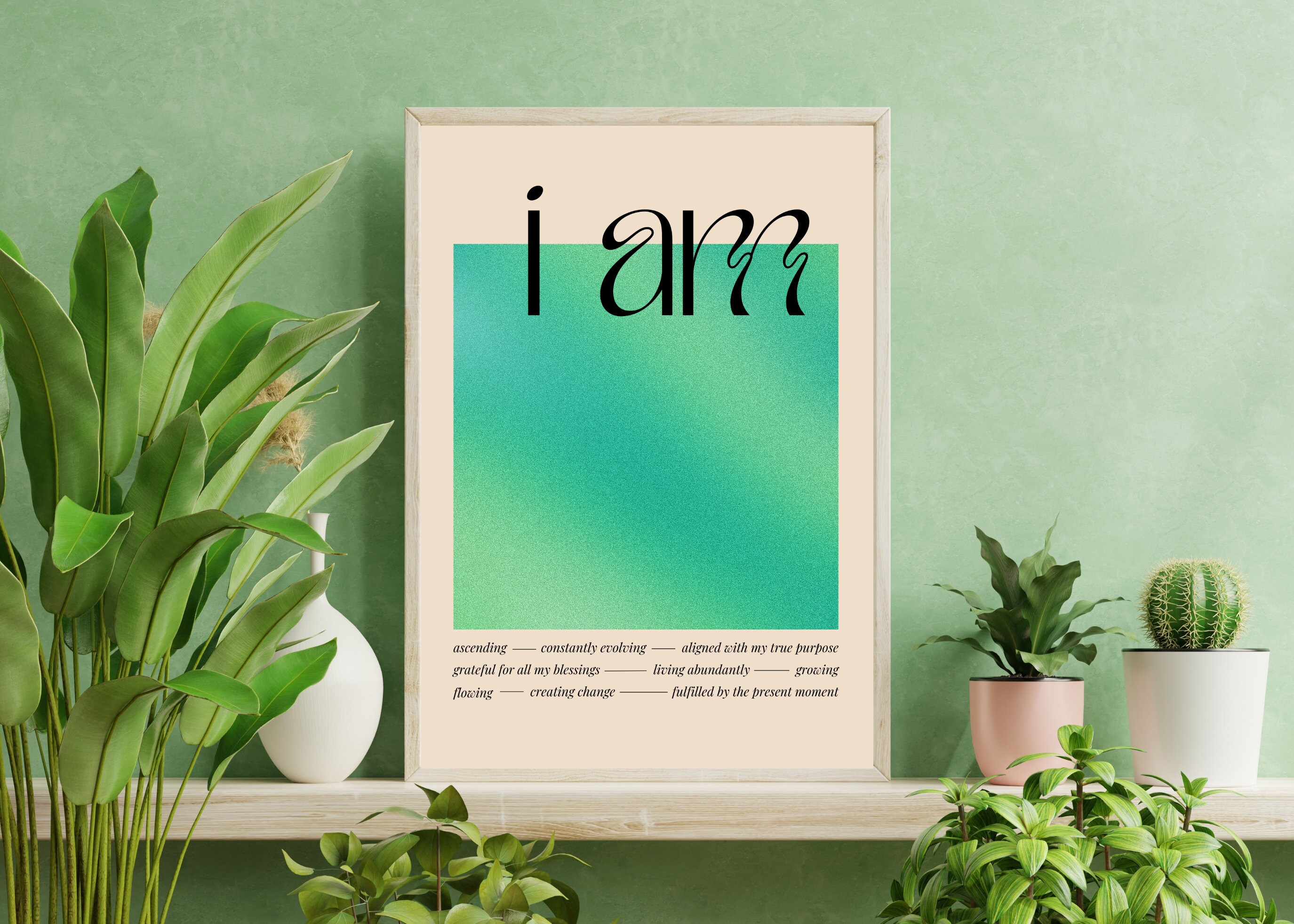 Positive Affirmation Poster Aesthetic Art Print Green Wall Art ...