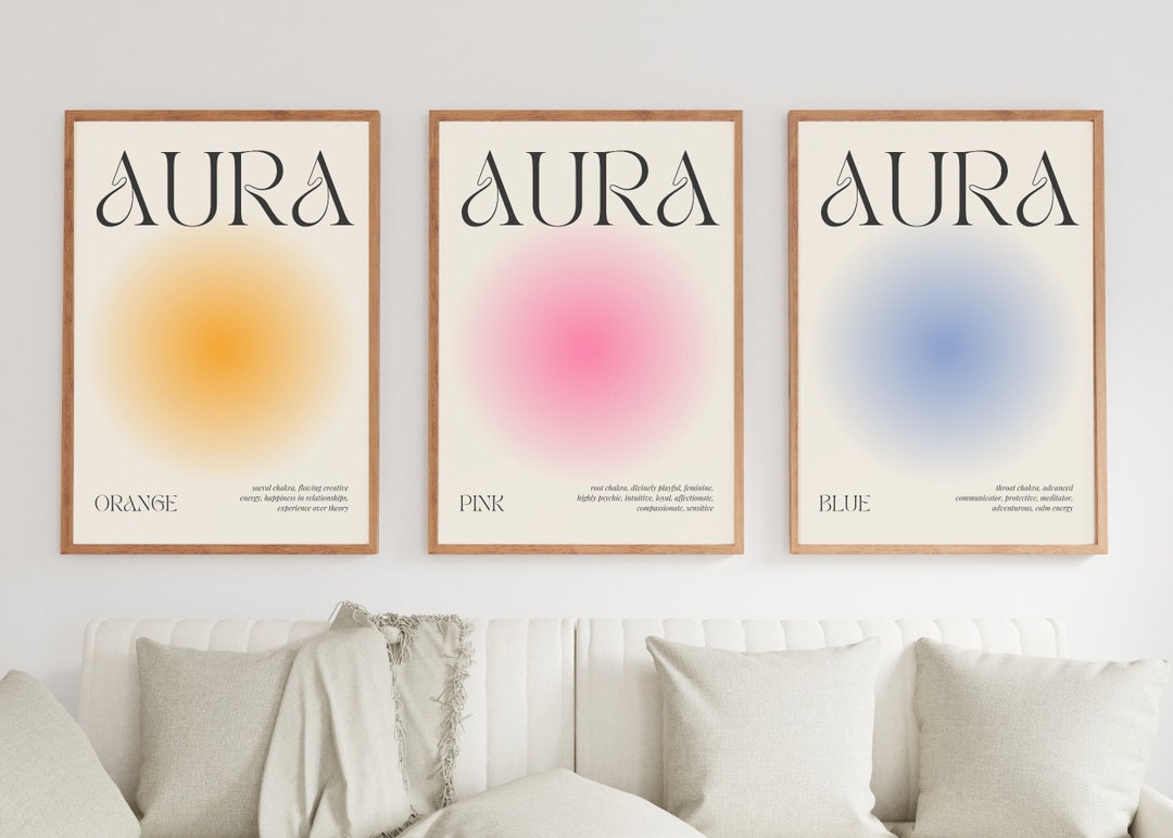Aura Poster Set of 3 Aura Art Colourful Aura Art Print Affirmation Poster Pastel Art Angel Aura ...