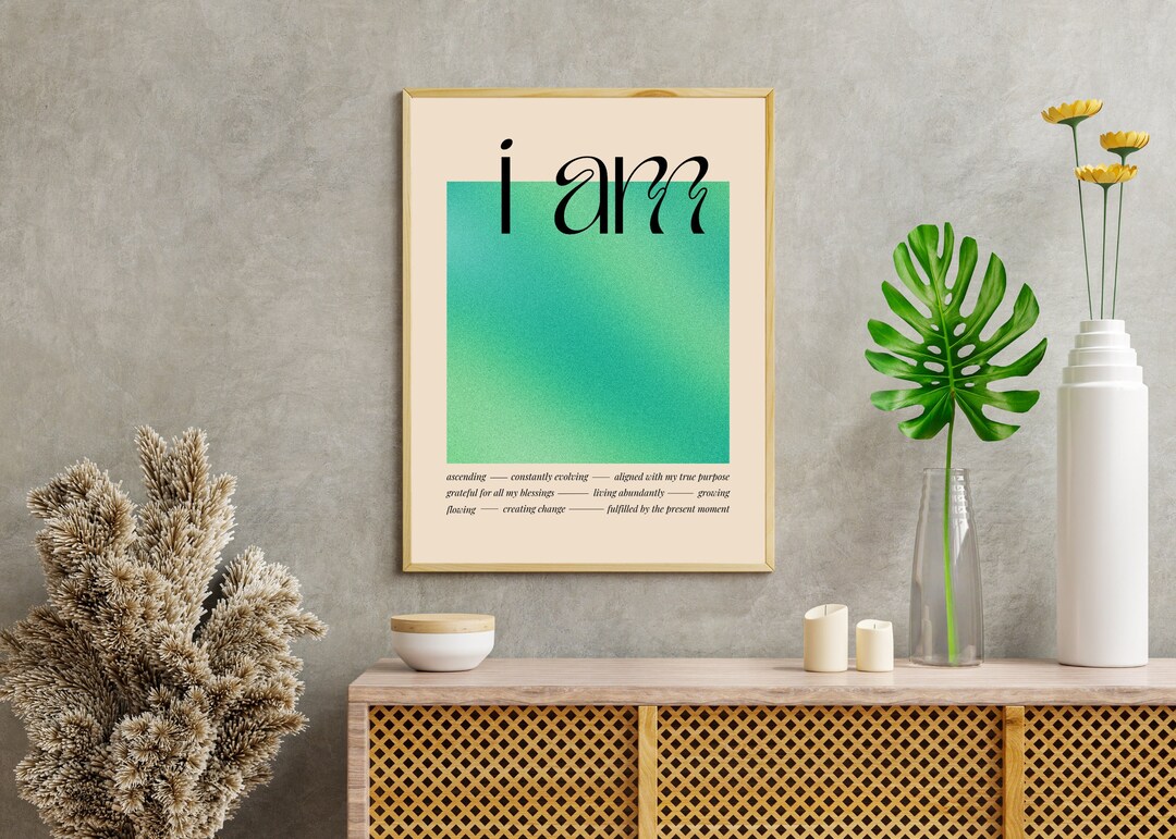 Positive Affirmation Poster Aesthetic Art Print Green Wall Art ...