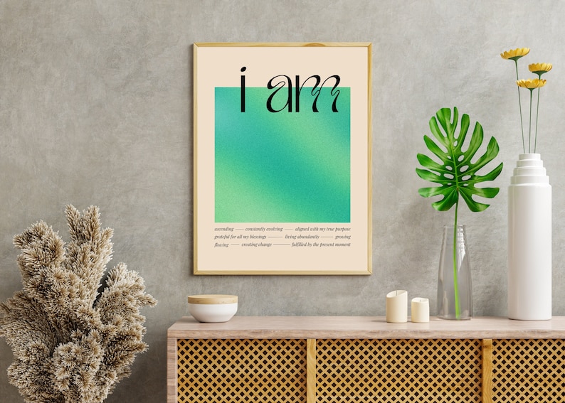 Positive Affirmation Poster Aesthetic Art Print Green Wall Art ...
