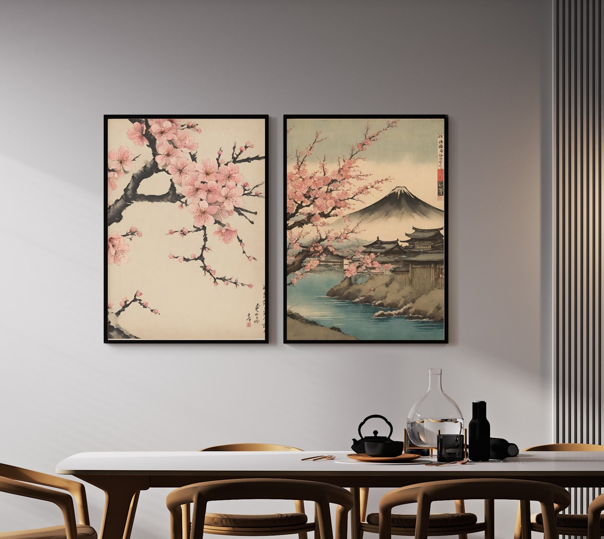 Japanese Art Print Vintage Japanese Wall Art Set of 2 Japanese ...
