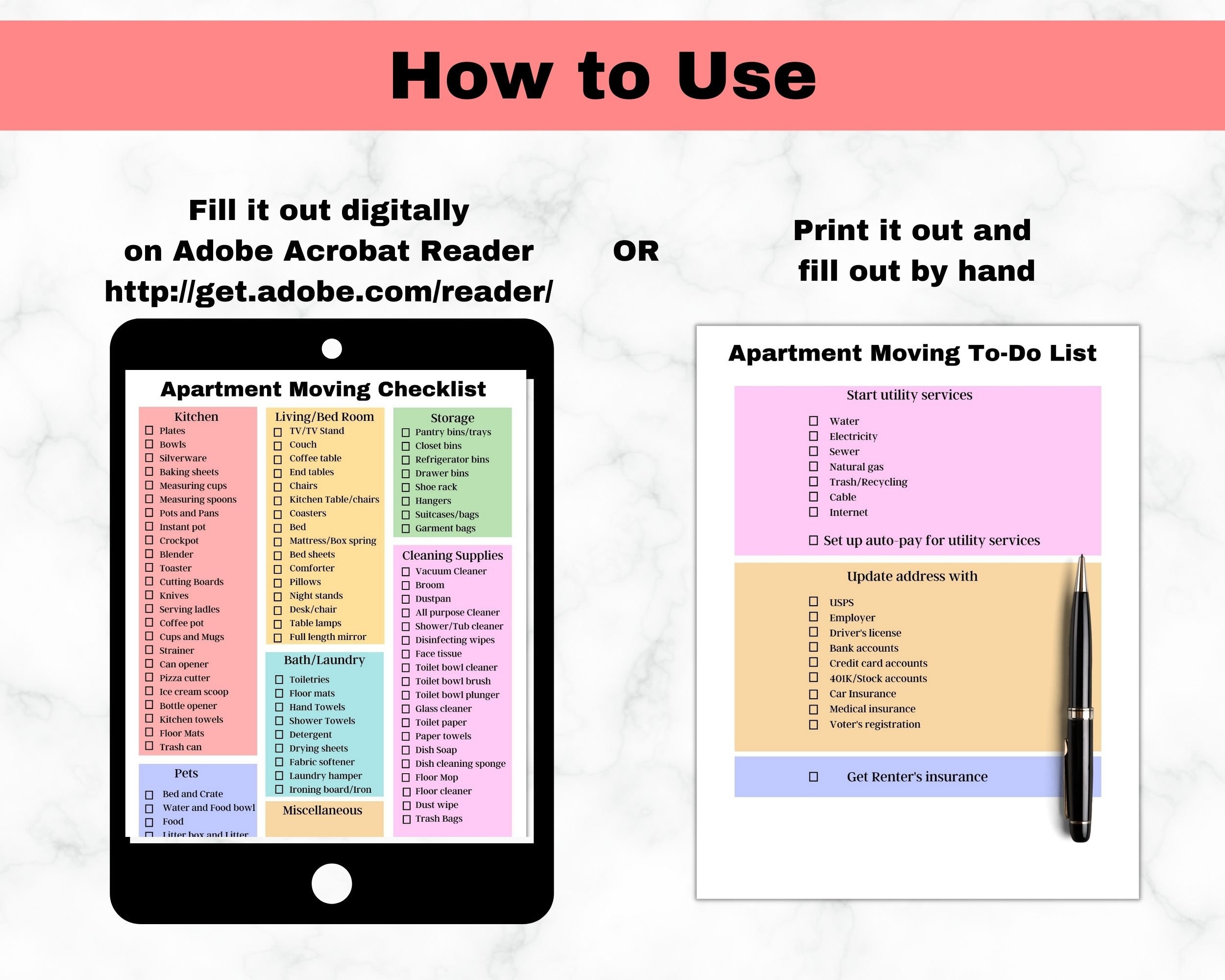 Apartment Moving Checklist, Moving Checklist, First Apartment Checklist ...