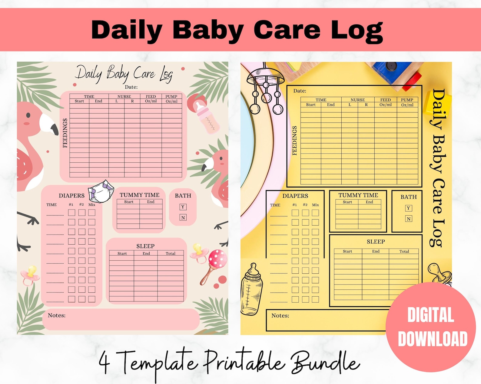 Daily Baby Care Log, Newborn Care Log, Baby Activities Tracker ...