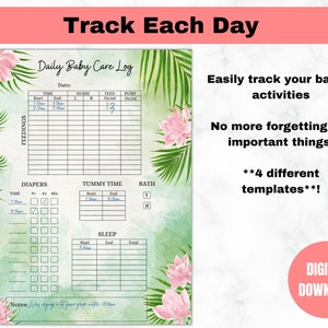 Daily Baby Care Log, Newborn Care Log, Baby Activities Tracker ...
