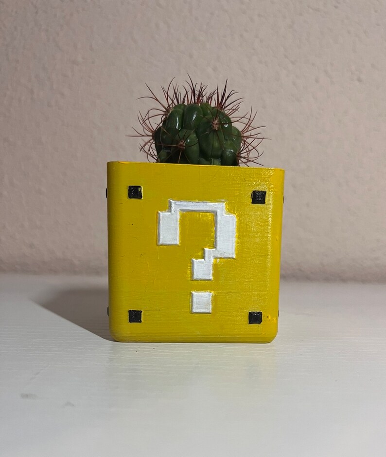 Planter Super Mario Bros Interrogation Block Handmade Cactus - Etsy ...