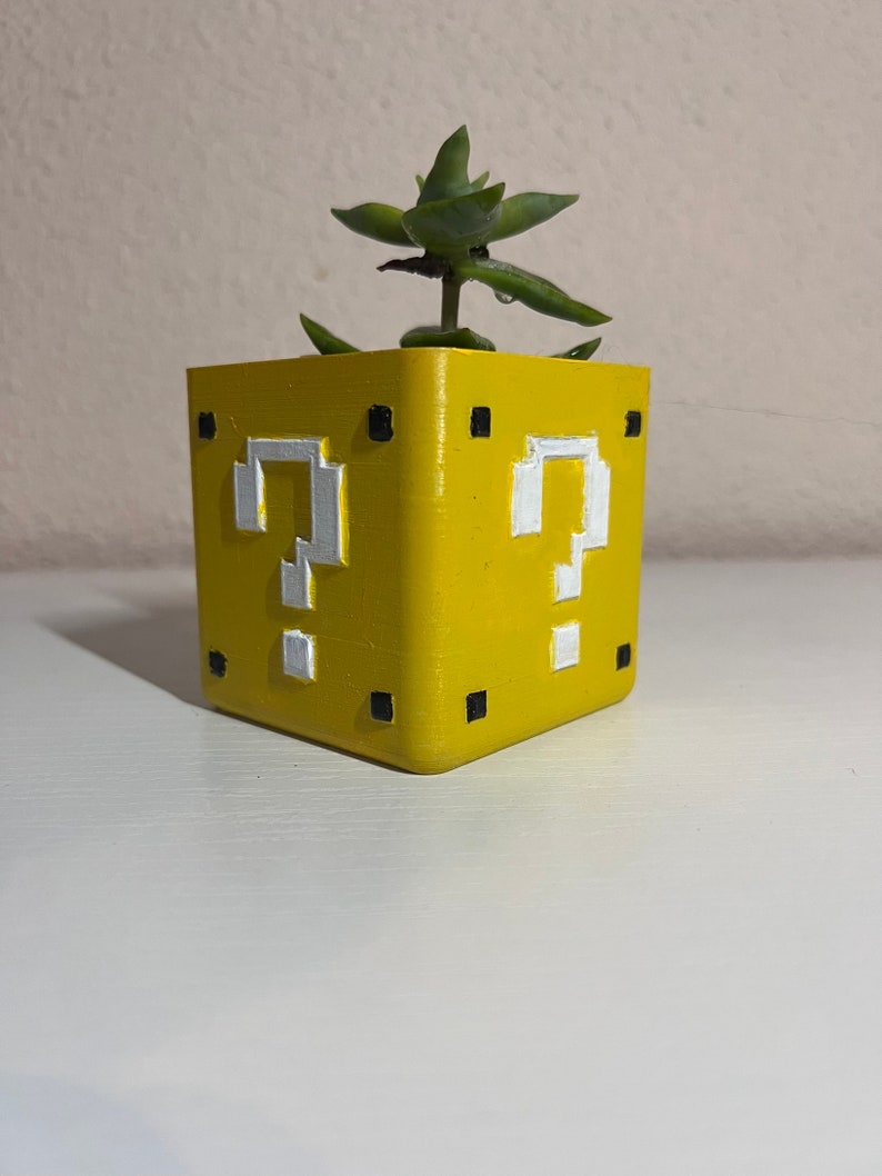 Planter Super Mario Bros Interrogation Block Handmade Cactus - Etsy ...