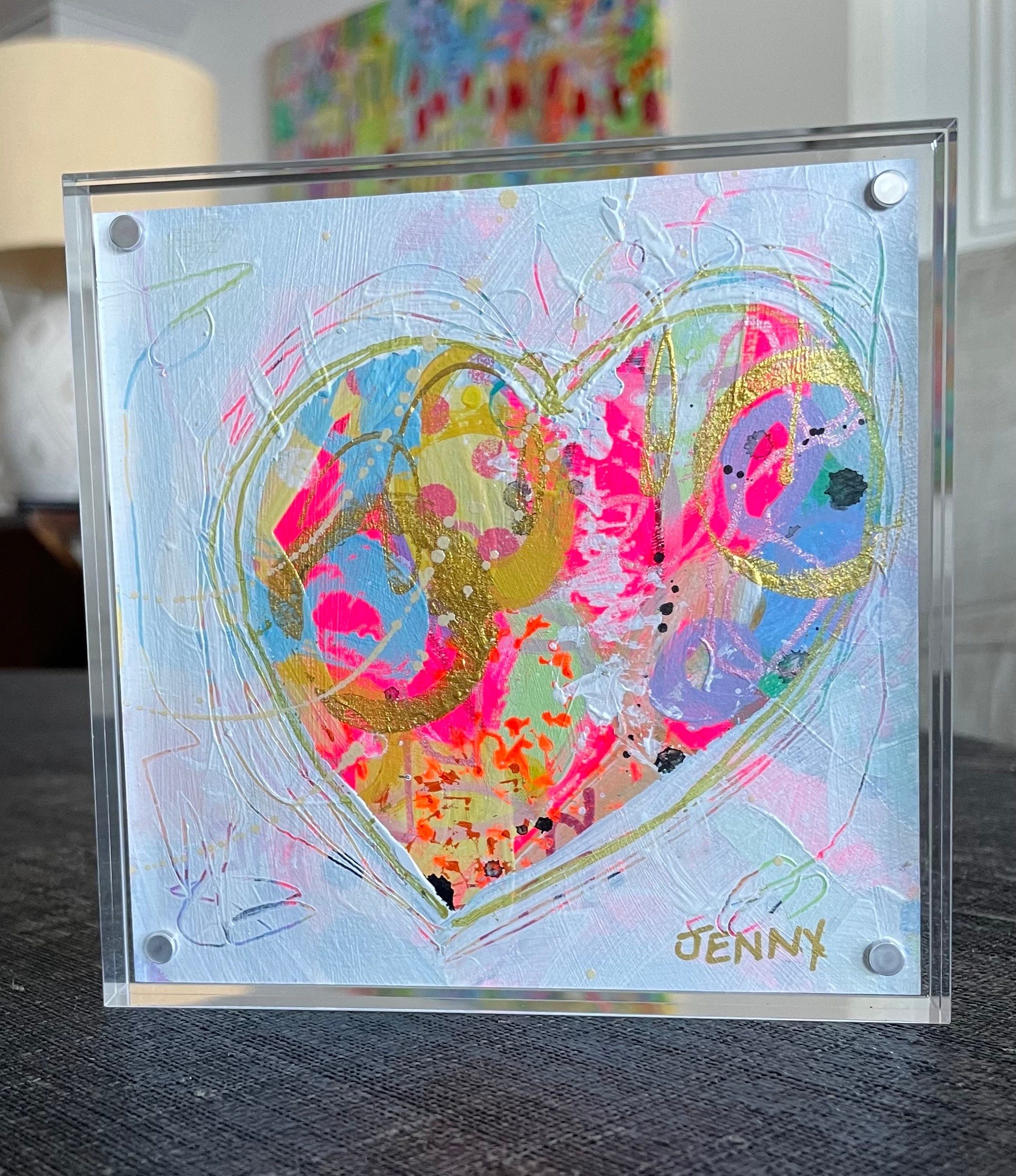 Abstract Heart Painting in Acrylic Frame - AHE2 - Etsy